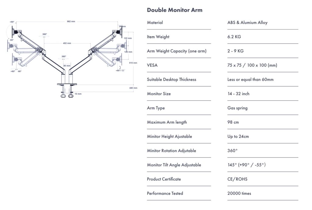 Double Monitor Arm - MeErgo